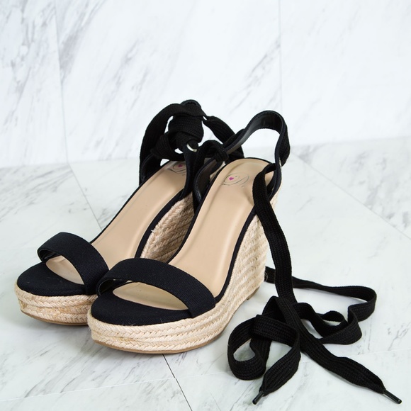 Delicious | Shoes | New Open Toe Laceup Espadrille Wedge Sandals | Poshmark